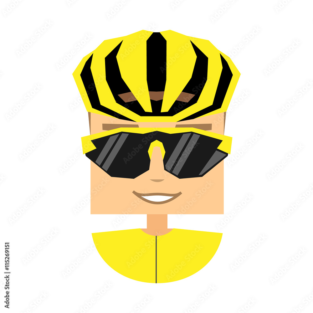 Professional cyclist in yellow jersey - general classification. Flat ...