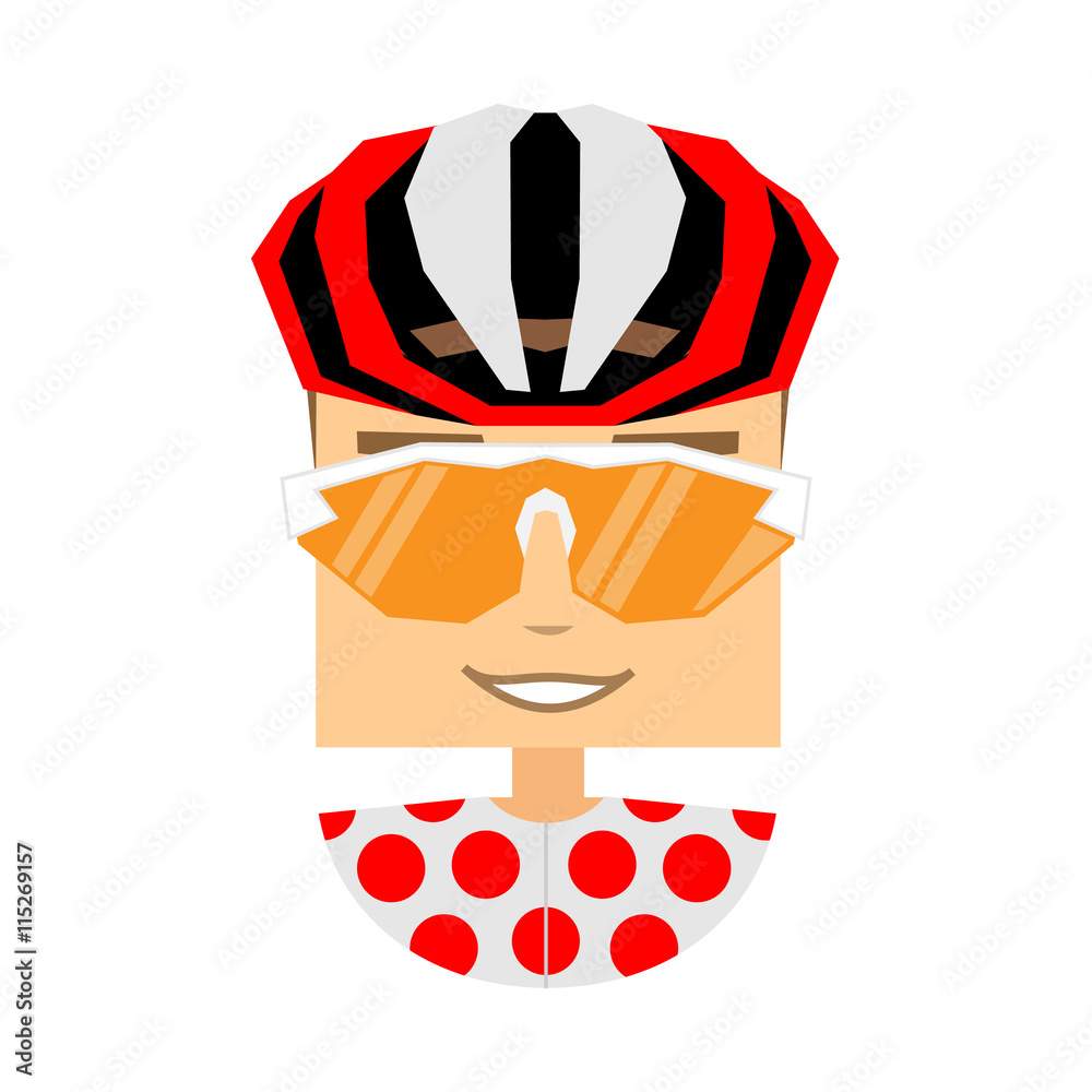Professional cyclist in polka-dot jersey - best climber, mountains ...