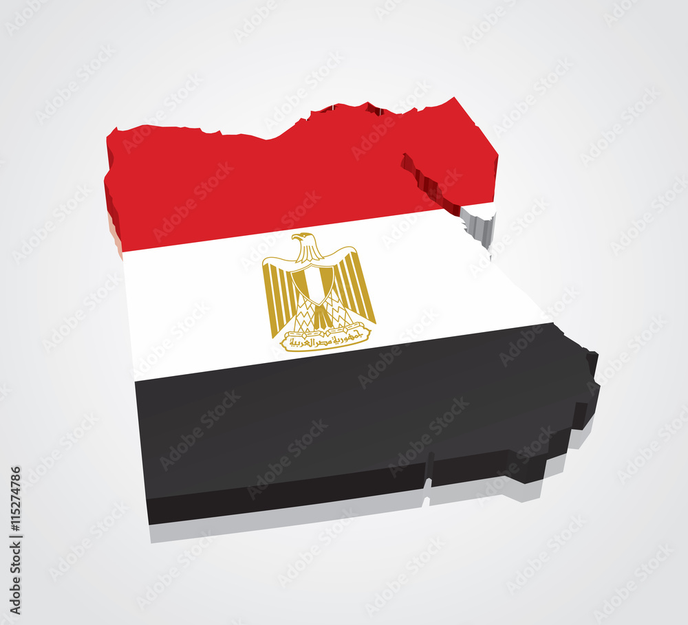 3D vector Flag Map of Egypt Stock Vector | Adobe Stock
