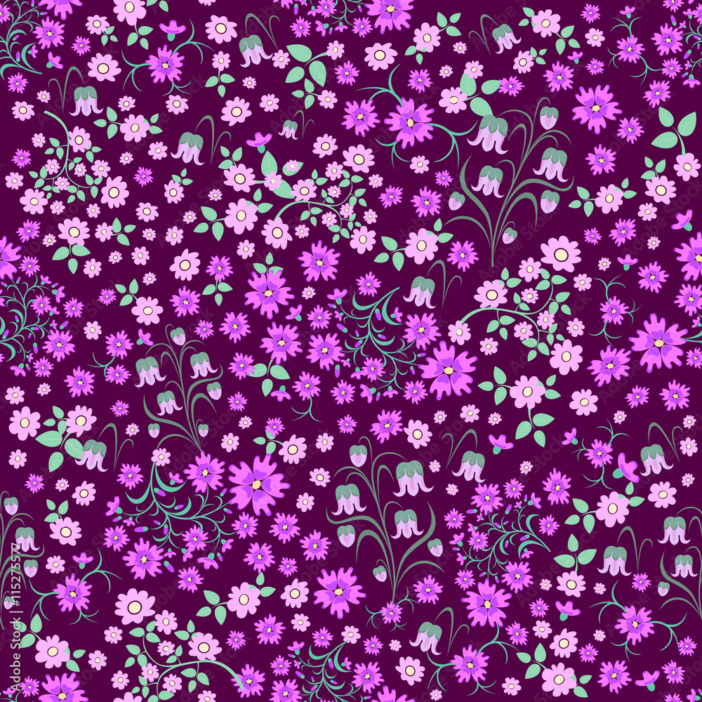 Vetor De Seamless Ditsy Floral Pattern Flowers Background Vector