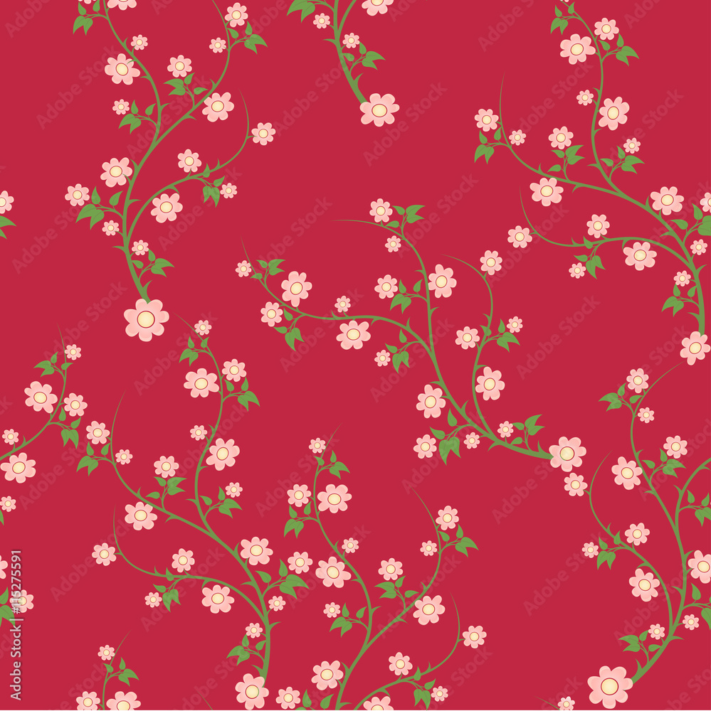 Red Vector Flower Background