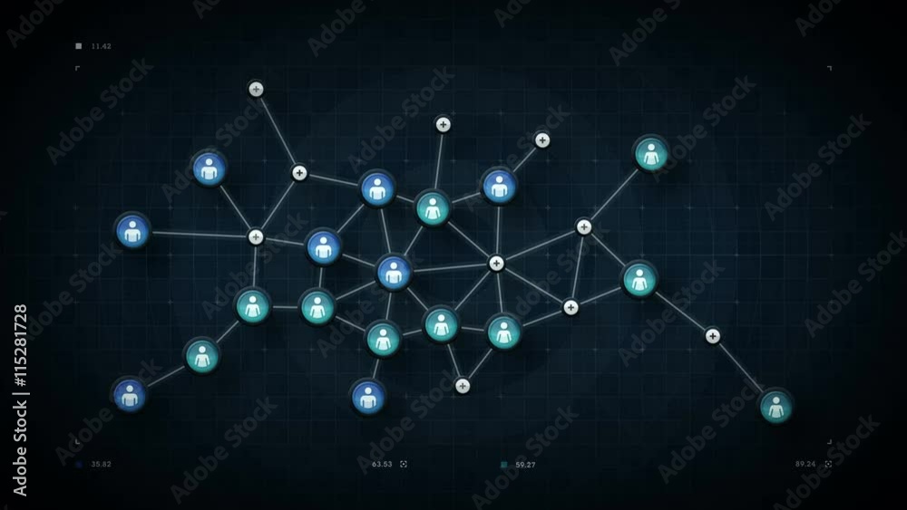 People Network Map Blue - A map of the data and connections within a ...