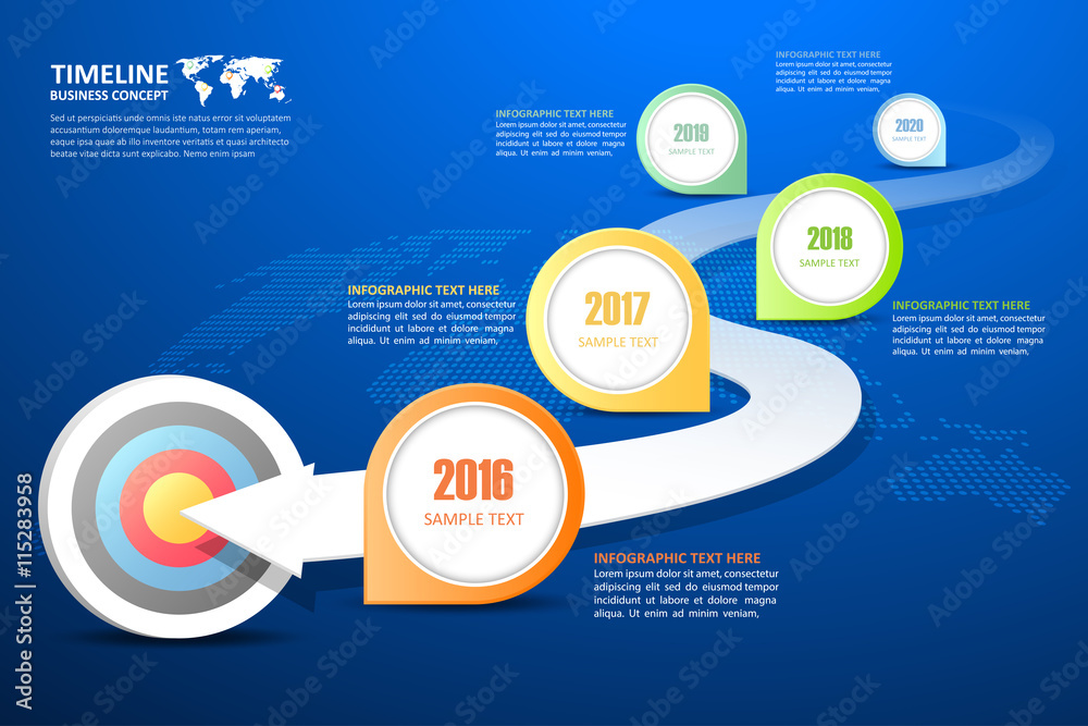Business timeline infographic template can be used for workflow, layout ...