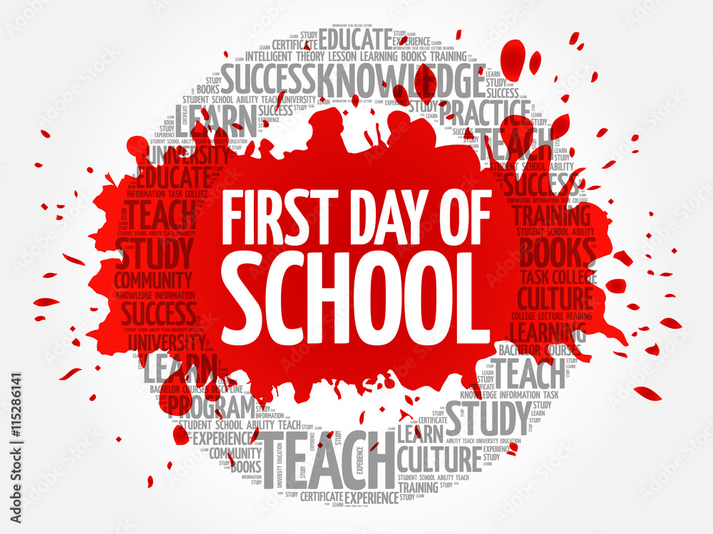 First day of school word cloud collage, education concept background ...