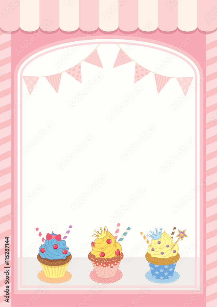 Princess cupcakes design for kids on pink vintage background. Stock ...