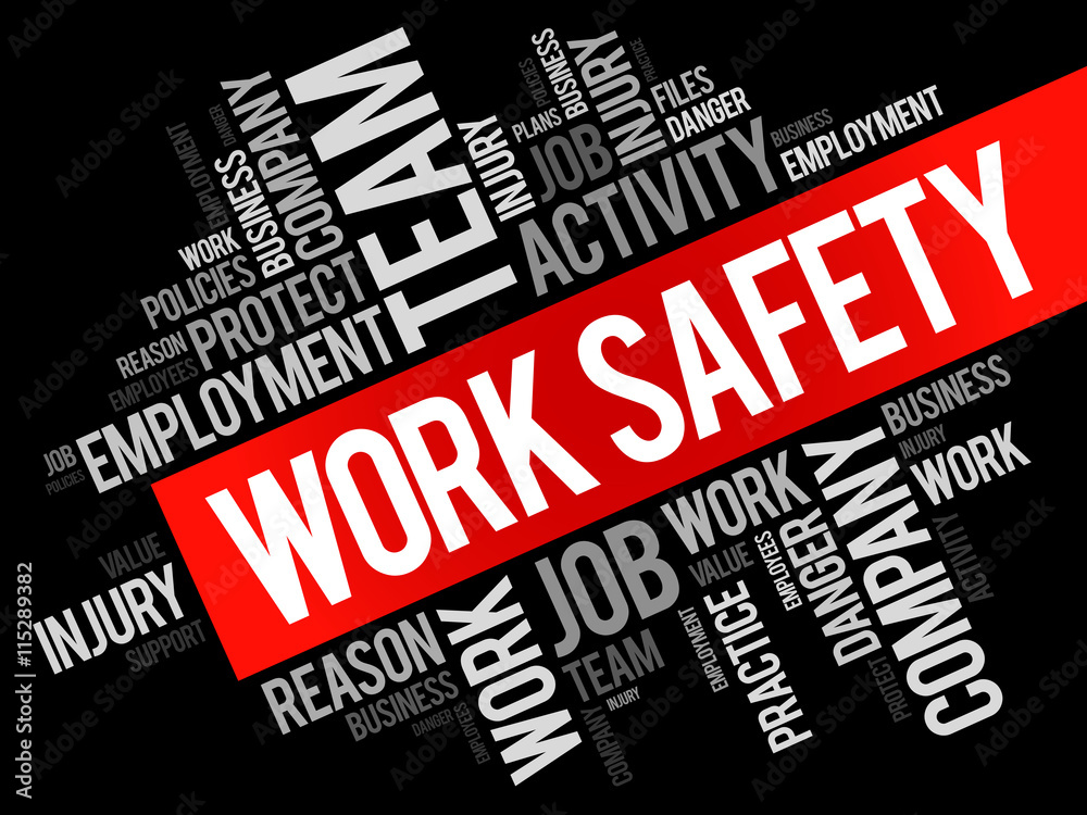 Work Safety word cloud collage with terms such as employee, company ...
