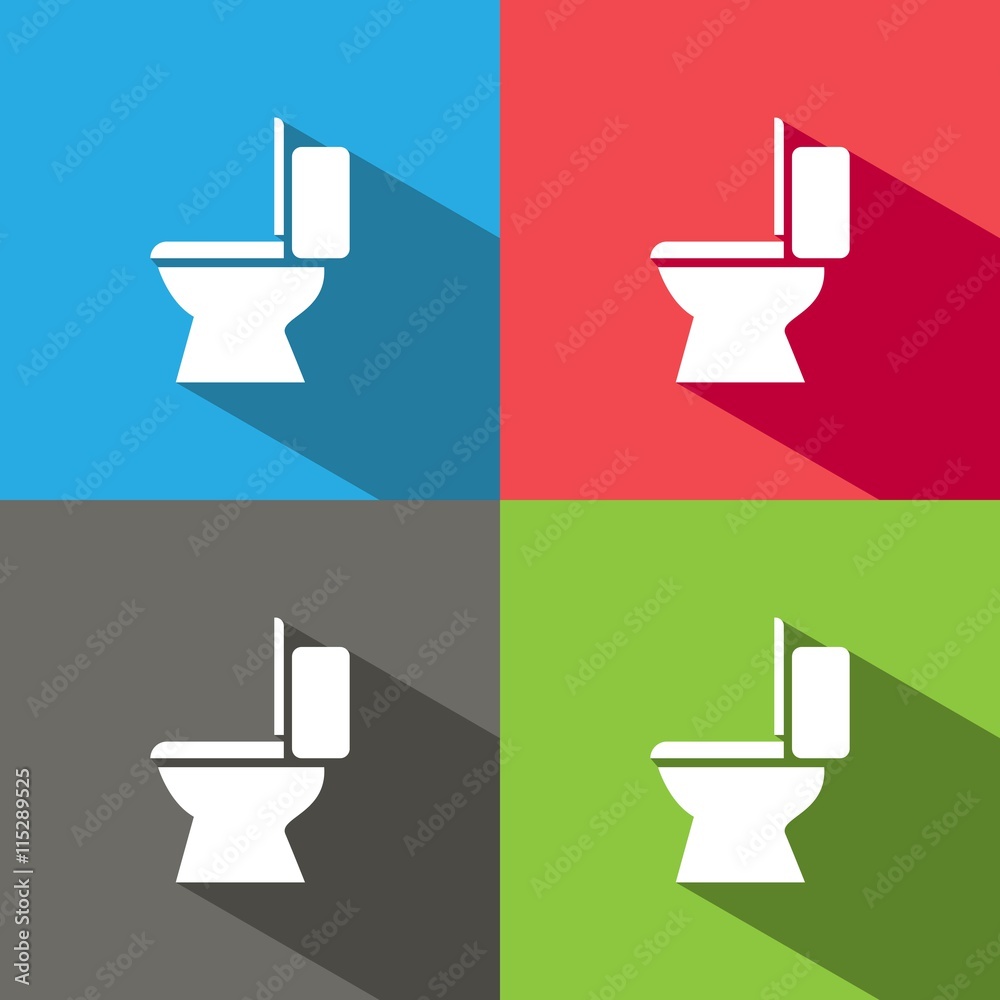 Icono de un inodoro sobre fondos de colores. Ilustración vectorial ...