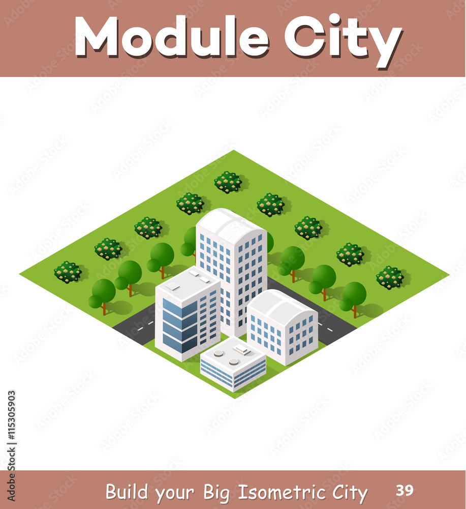 Flat isometric map, landscape city, building skyscraper, picture of the ...