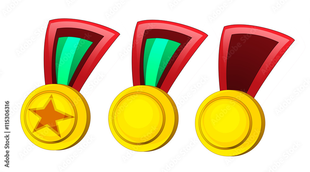 Cartoon set of medals - isolated - illustration for children Stock ...