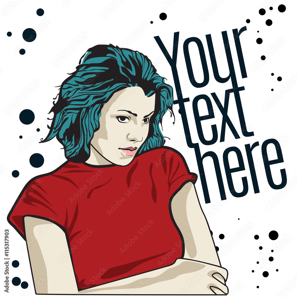 vector illustration of a sad woman . copy space Stock Vector | Adobe Stock