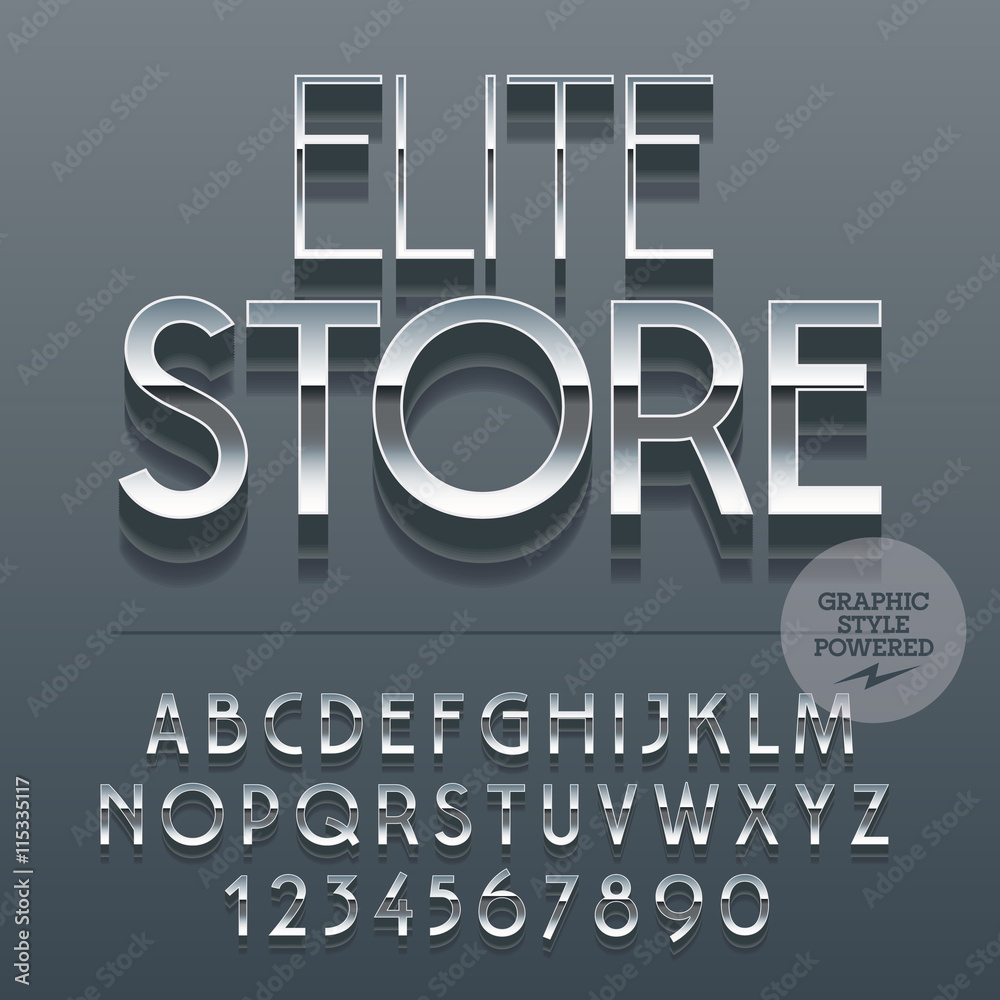 Set of slim reflective alphabet letters, numbers and punctuation ...