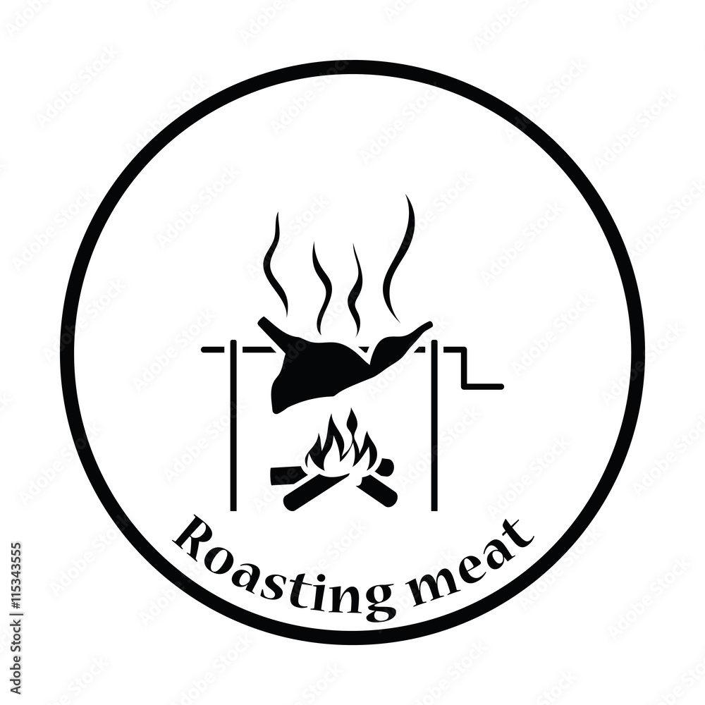 Roasting meat on fire icon Stock Vector | Adobe Stock