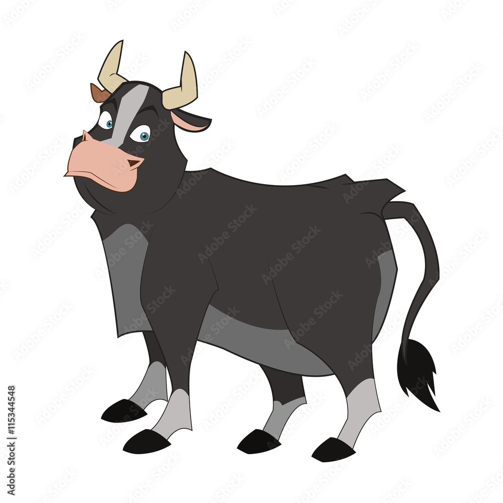 simple flat design bull cartoon icon vector illustration Stock Vector ...
