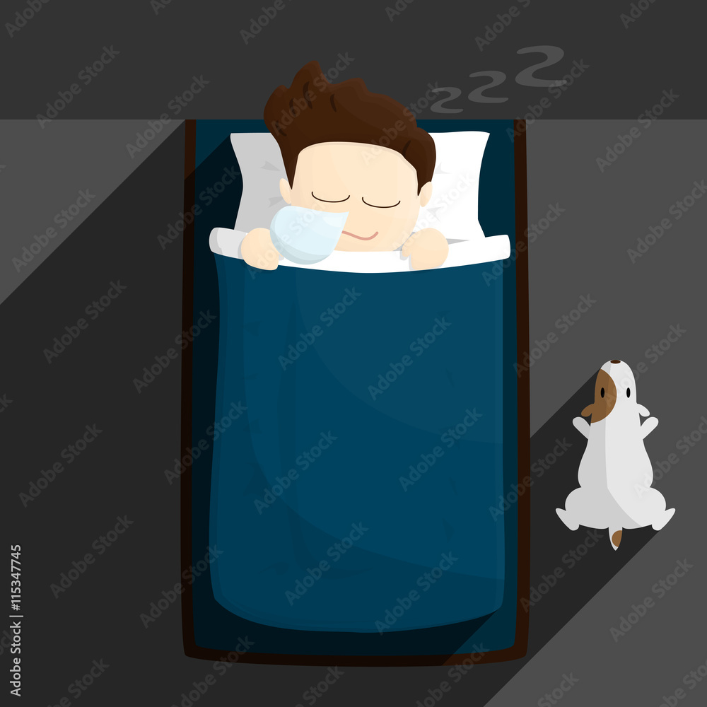 bed sleep time salary man cartoon lifestyle illustration. cartoon ...