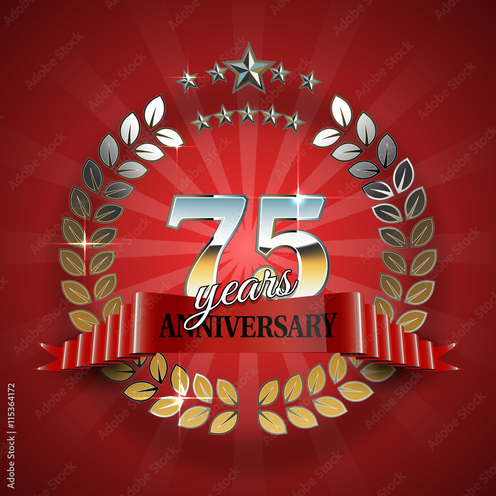 Celebrative Golden Frame for 75th Anniversary. Stock Vector | Adobe Stock