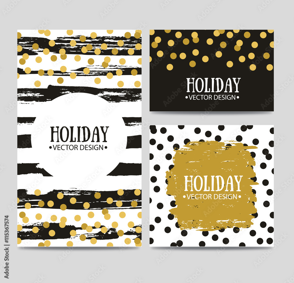 Vector set of beautiful hand drawn cards templates. Text message ...