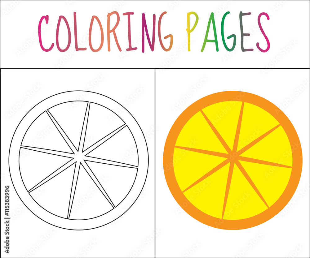 Coloring book page. Orange. Sketch and color version. Coloring for kids ...