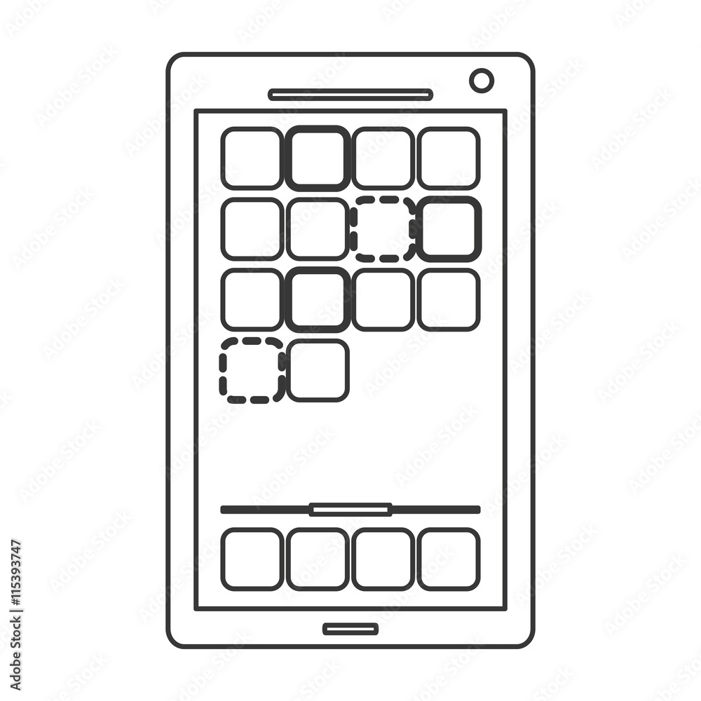 flat design modern cellphone with squares on screen icon vector ...