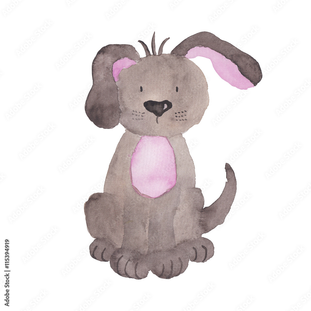Dog watercolor Illustration Pet Clipart Hand-painted Animal Stock ...