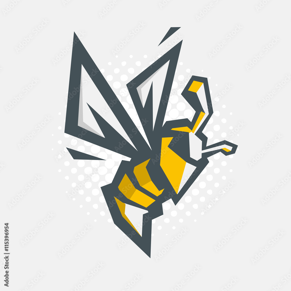Angry Bee Vector Cartoon Illustration. Icon. Stock Vector | Adobe Stock