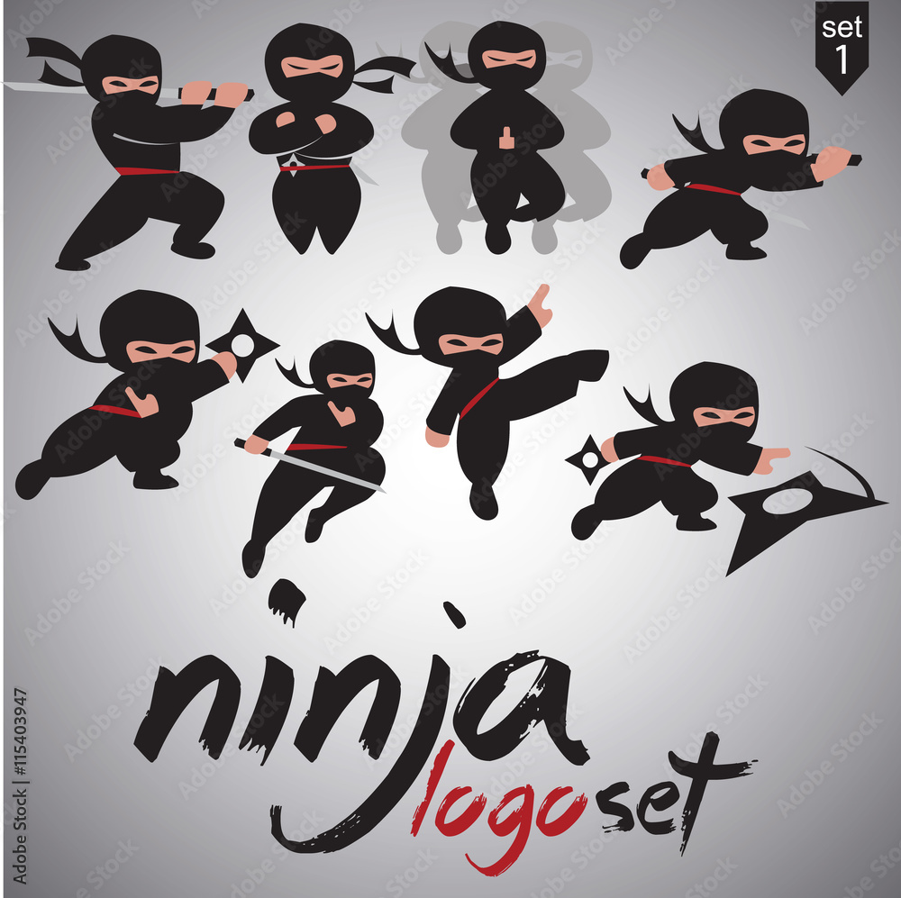 ninja logo set 1 Stock Vector | Adobe Stock