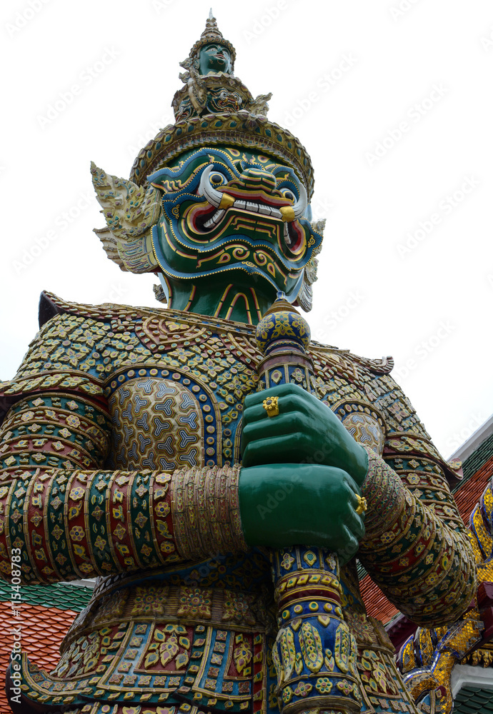 Giant yaksha demon guardian statue at the historic Grand Palace in ...