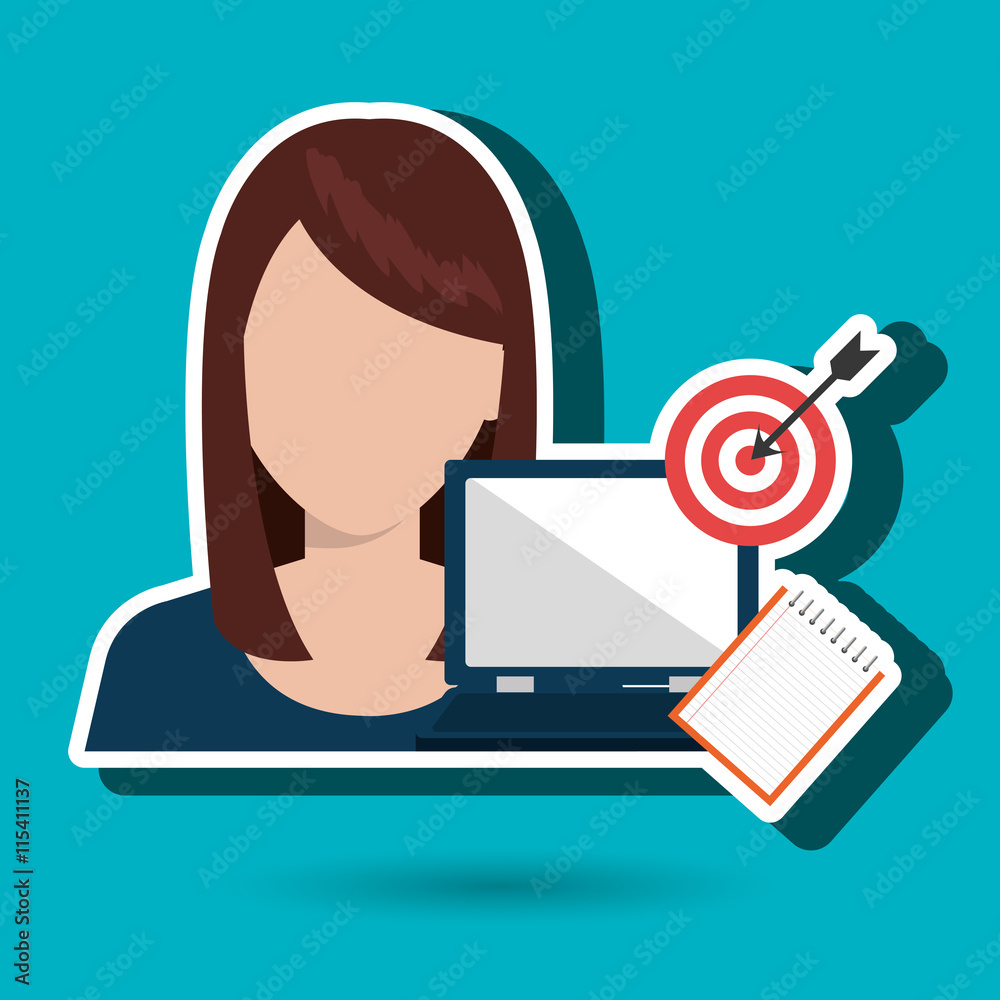 woman with computer isolated icon design, vector illustration graphic ...