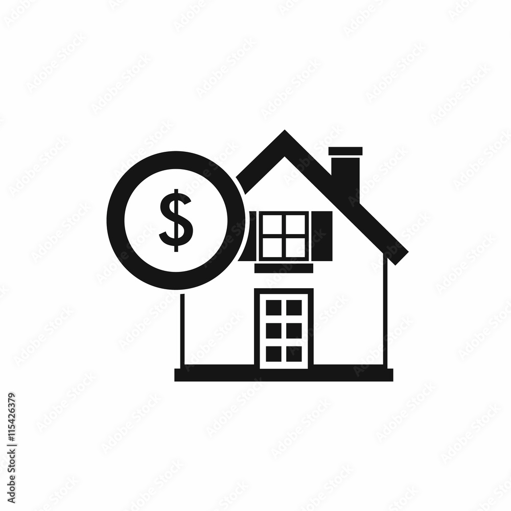 House and dollar sign icon in simple style isolated vector illustration ...