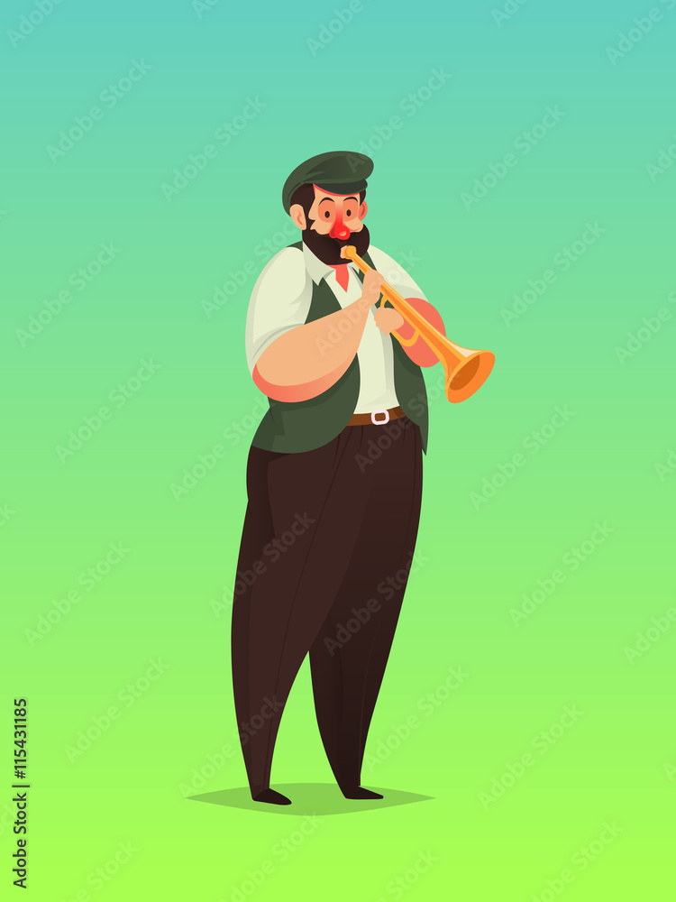 Trumpet player, Vector illustration. Stock Vector | Adobe Stock