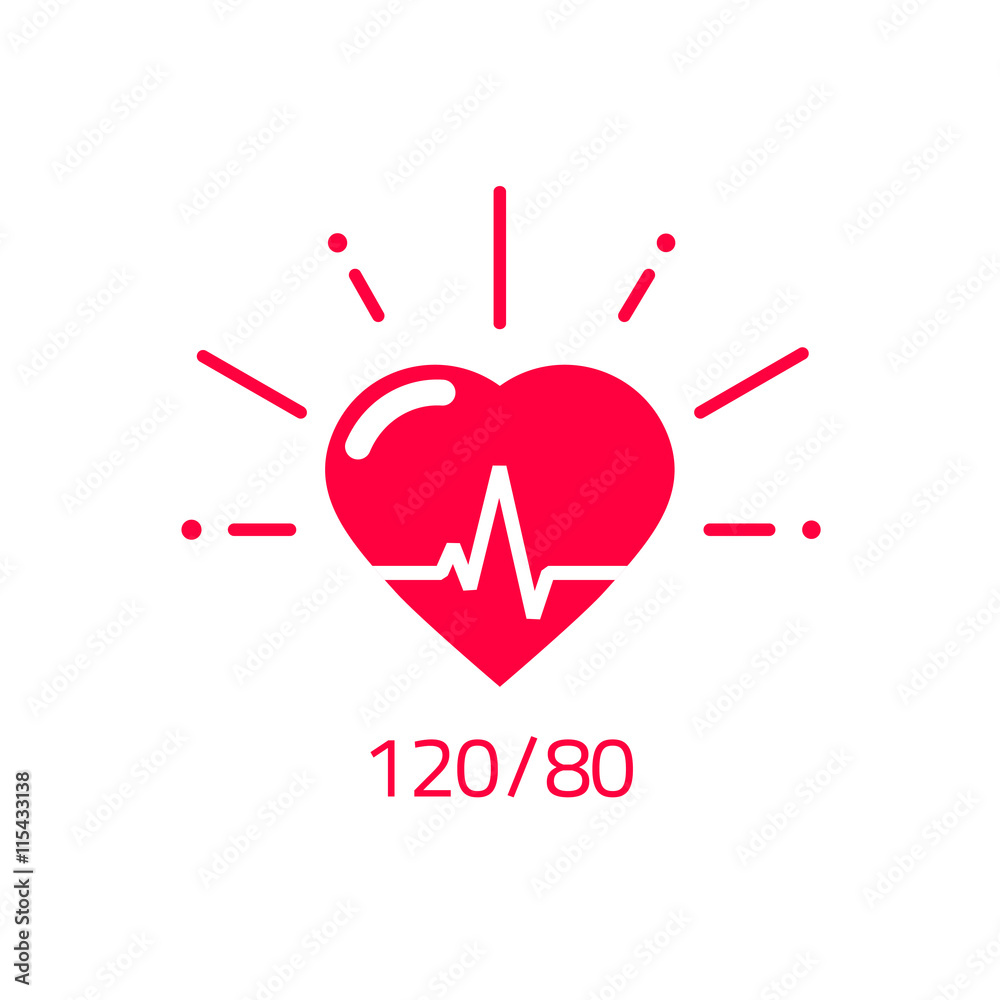 Blood pressure vector icon, heart cheering cardiogram, good health logo ...