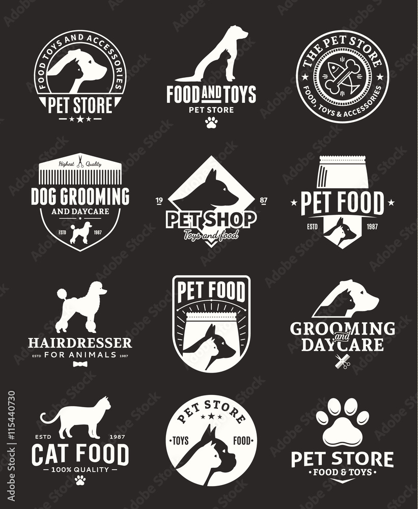 Set of vector pet logo and icons Stock Vector | Adobe Stock