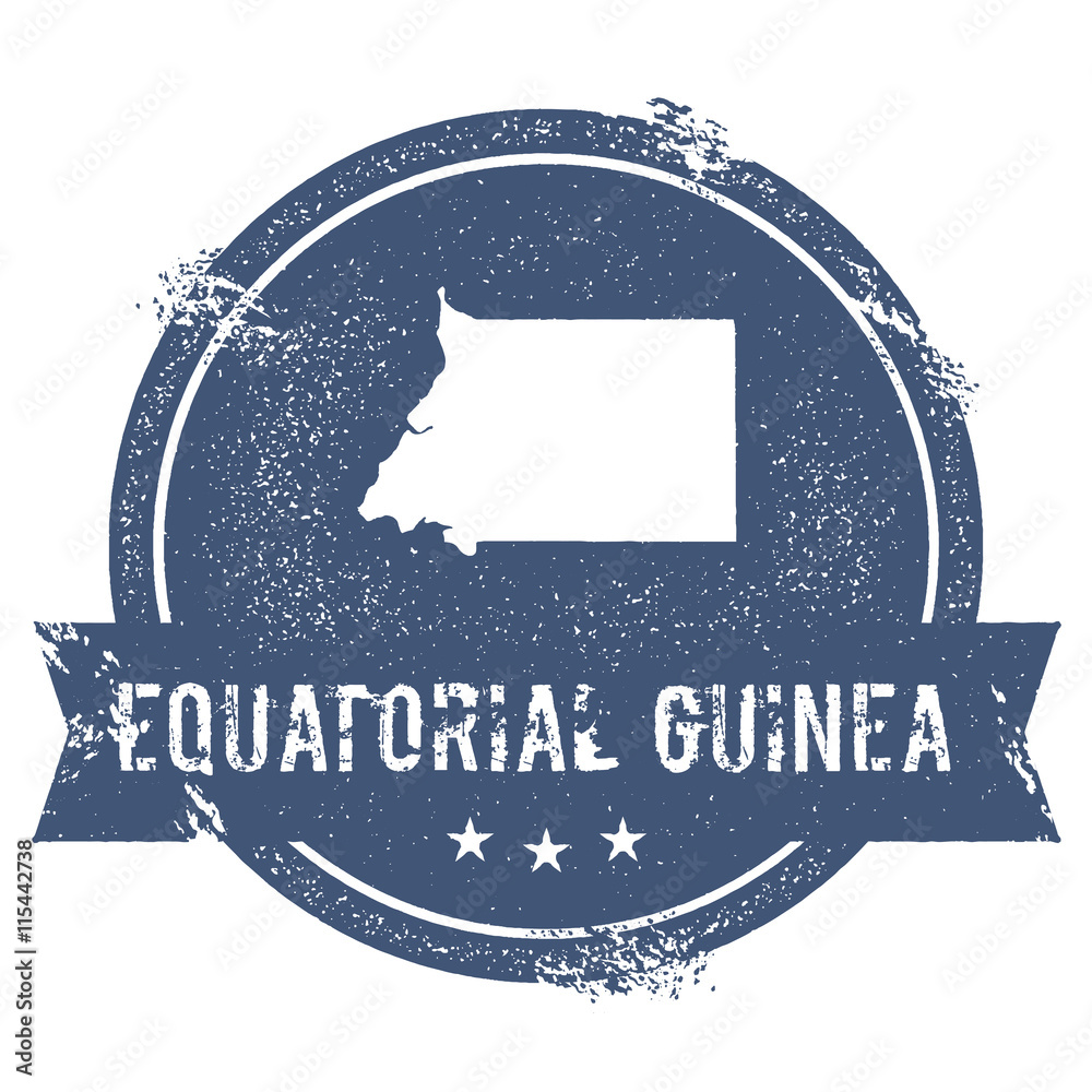 Equatorial Guinea mark. Travel rubber stamp with the name and map of ...