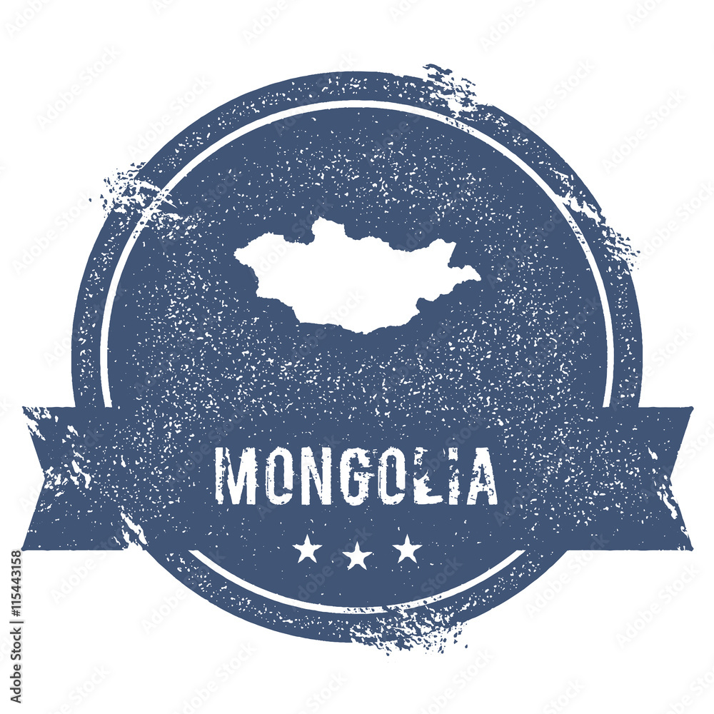Mongolia mark. Travel rubber stamp with the name and map of Mongolia ...