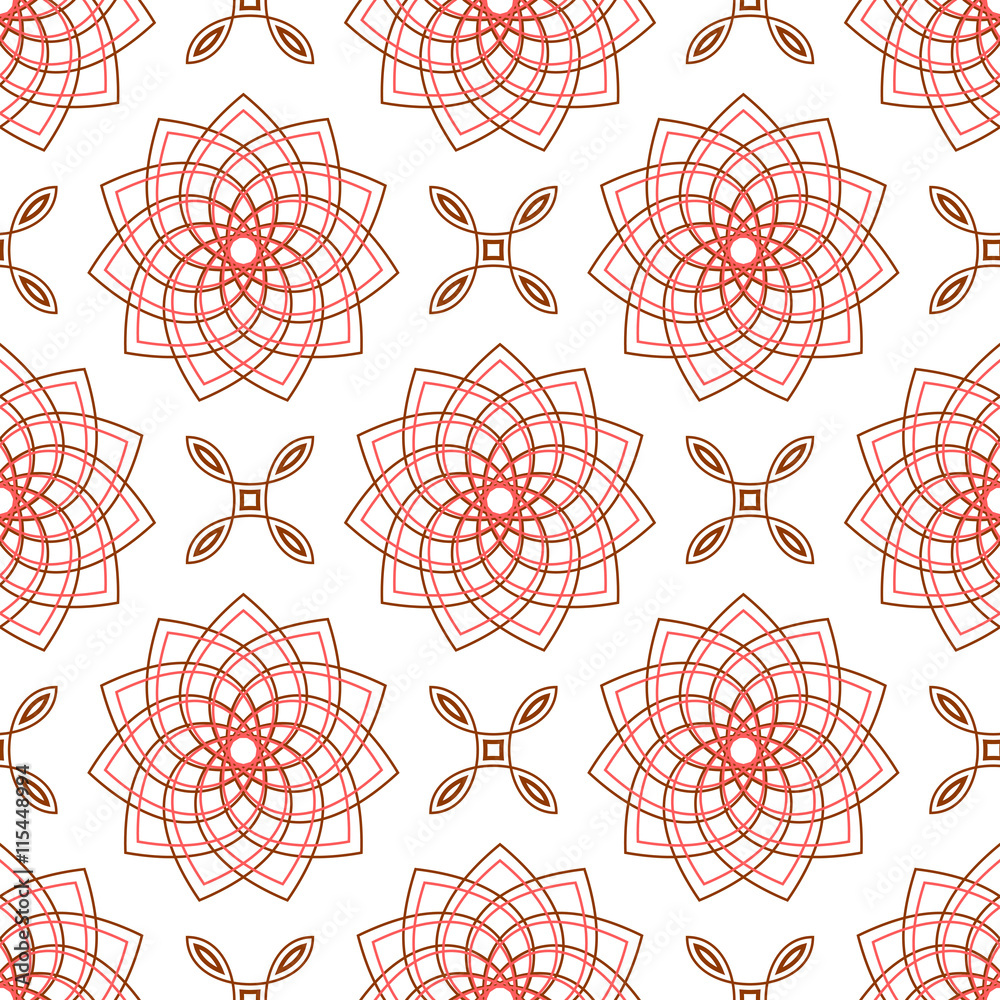 Seamless of weaving pink flowers and four angle flowers. pattern of ...