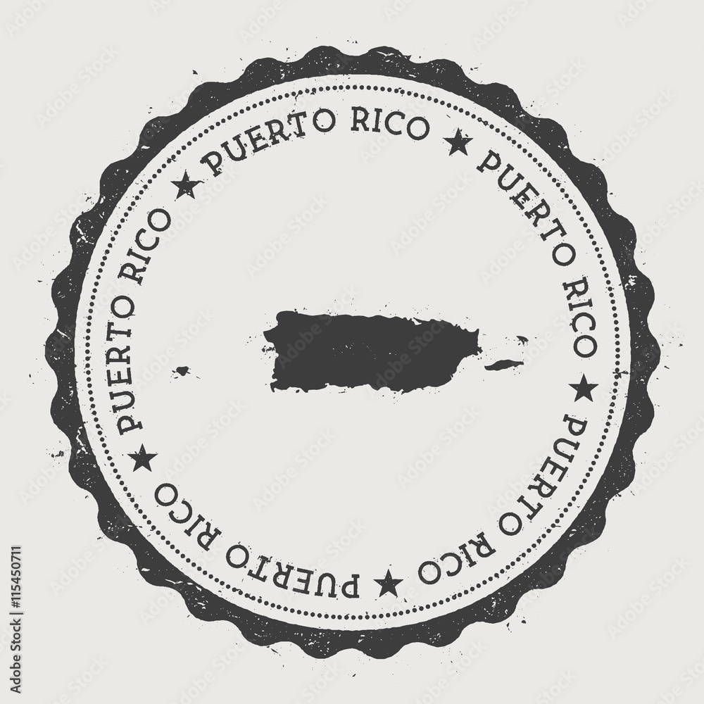 Puerto Rico hipster round rubber stamp with country map. Vintage ...