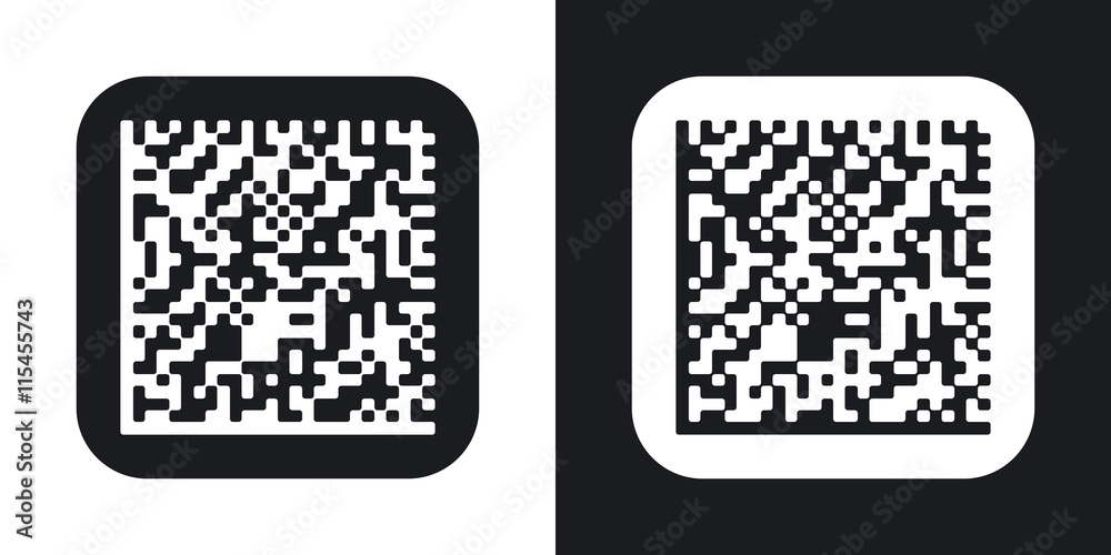 Vector datamatrix icon. Two-tone version on black and white background ...