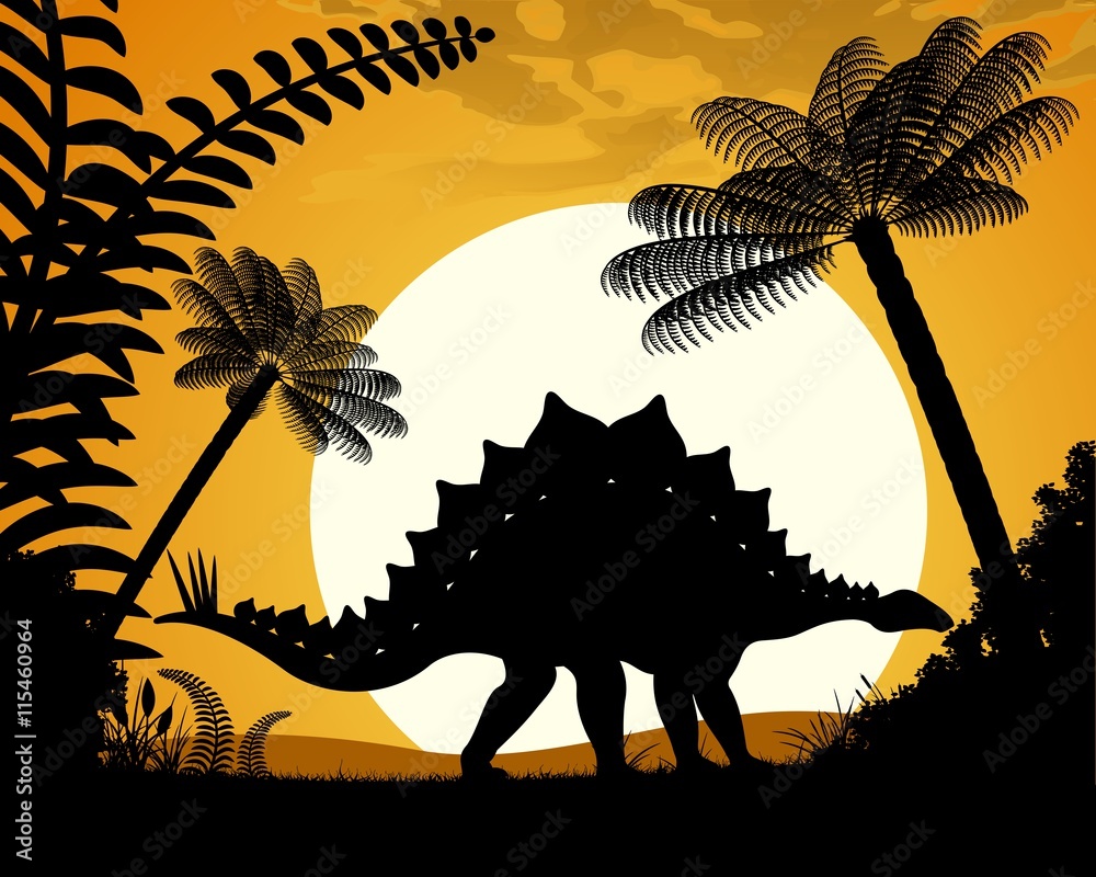 Dinosaur Stegosaurus. Vector illustration. Stock Vector | Adobe Stock