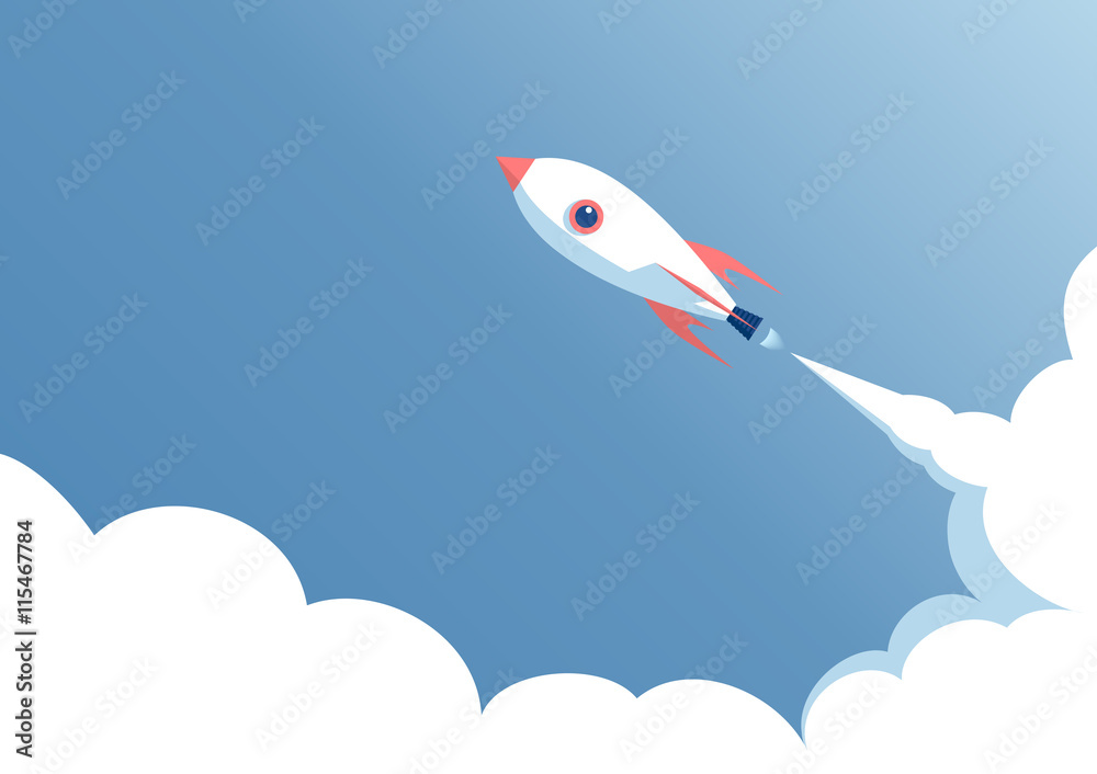 Cartoon rocket takeoff Stock Vector | Adobe Stock