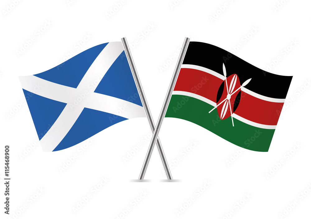 Scottish and Kenyan flags. Vector illustration. Stock Vector | Adobe Stock