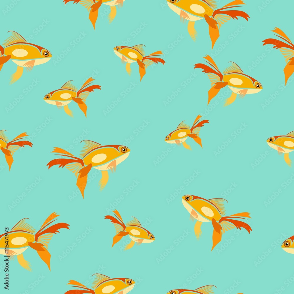 Seamless pattern goldfish, vector Stock Vector | Adobe Stock
