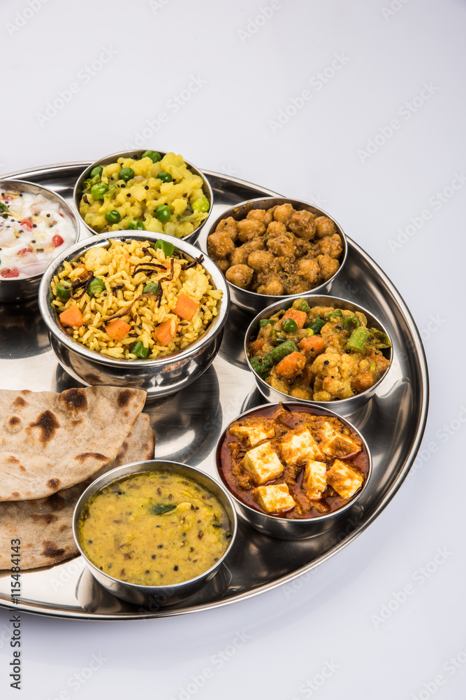 Indian Food Platter Indian Thali Indian Veg Thali Paratha Rice Aalu