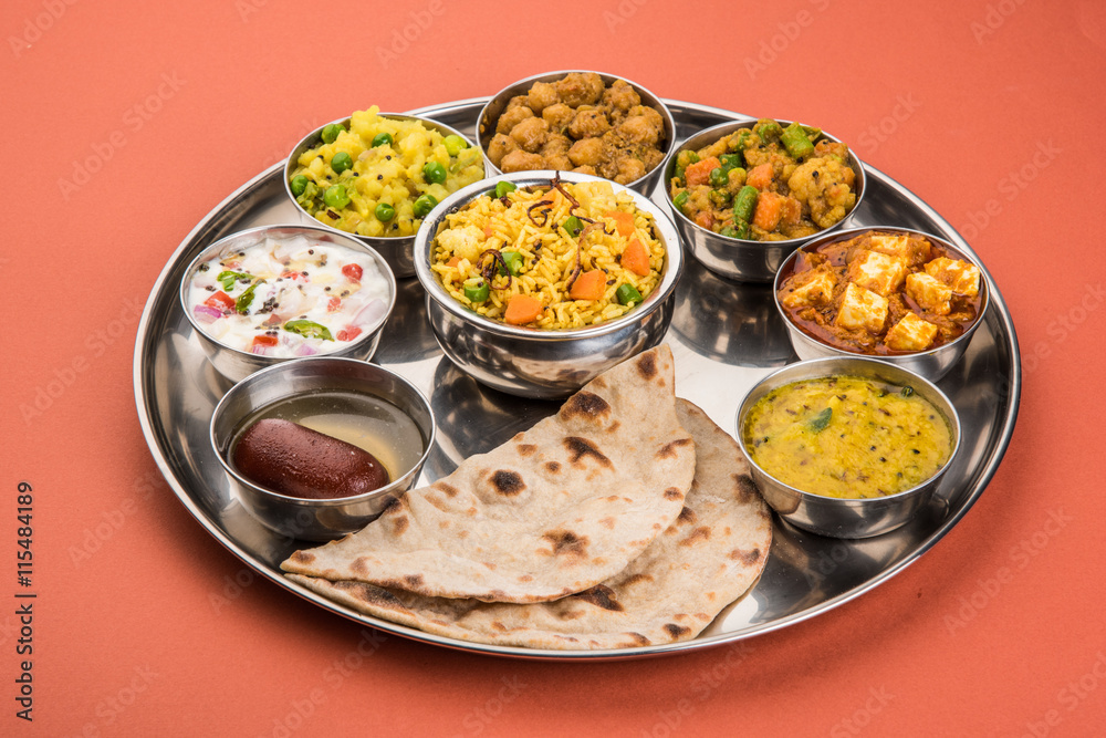 indian food platter, indian thali, indian veg thali,paratha, rice, aalu ...