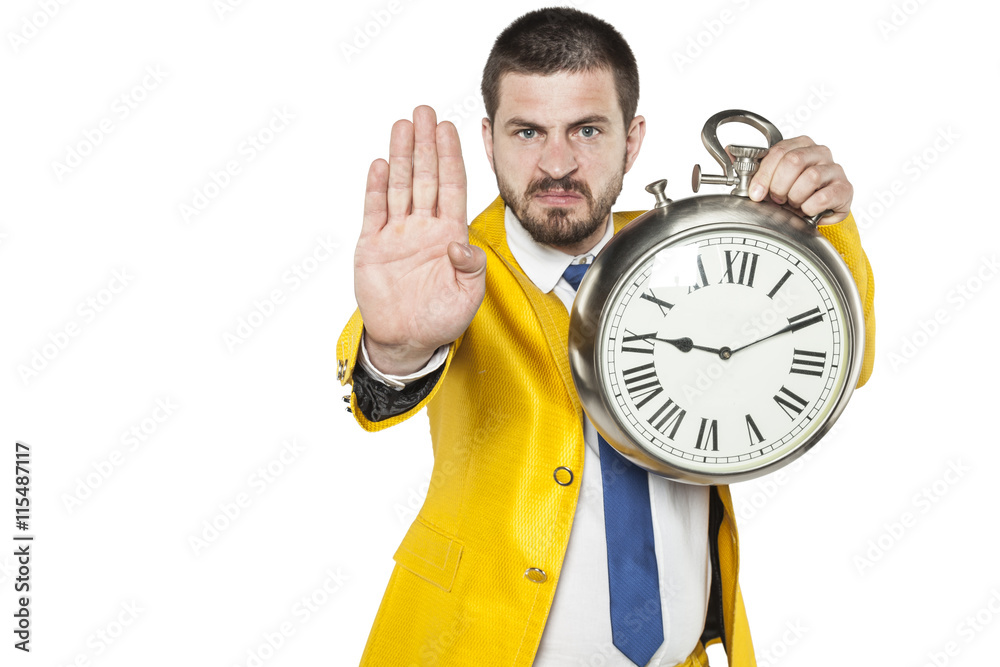 Stop, you're late, shows a businessman Stock Photo | Adobe Stock