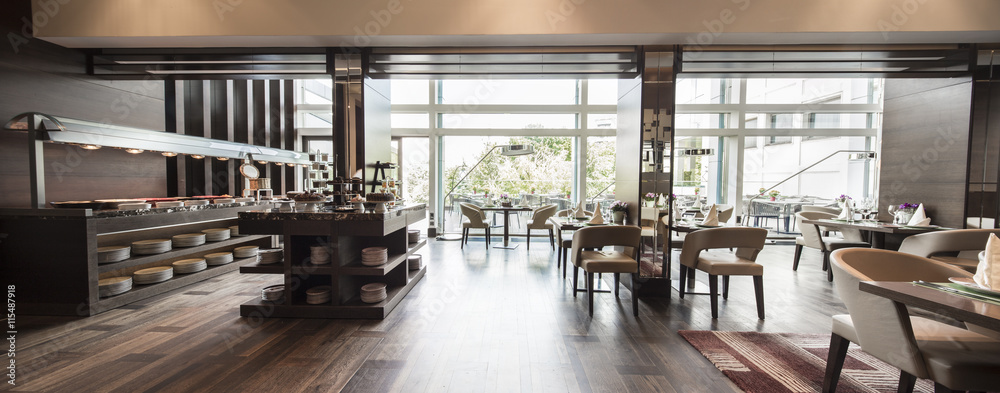 Modern restaurant interior,breakfast buffet Stock Photo | Adobe Stock