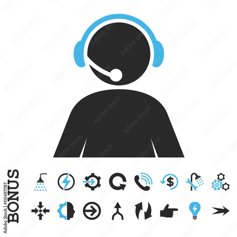 Call Center Operator vector bicolor icon. Image style is a flat ...