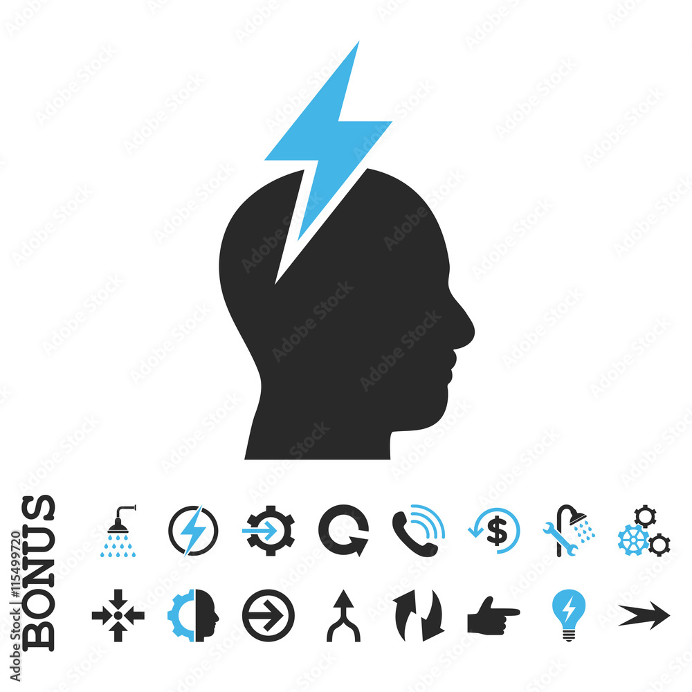 Headache vector bicolor icon. Image style is a flat pictogram symbol ...
