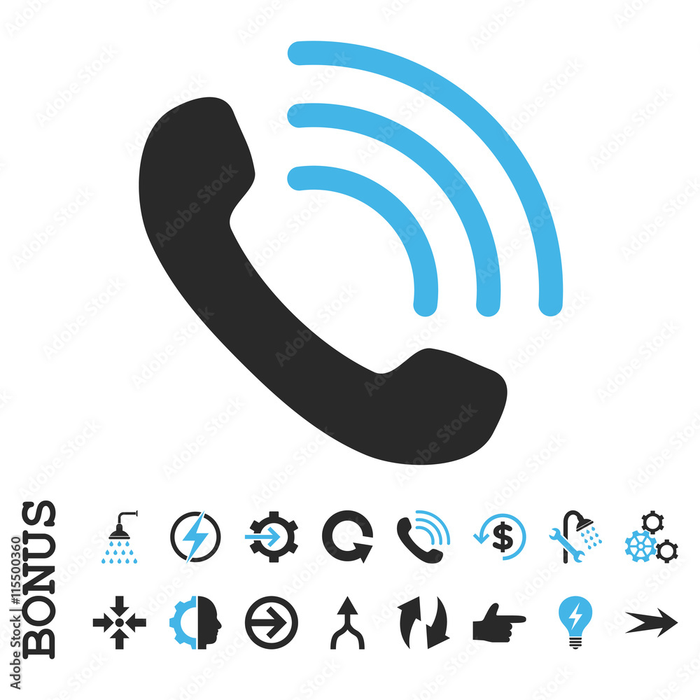 Phone Call vector bicolor icon. Image style is a flat pictogram symbol ...