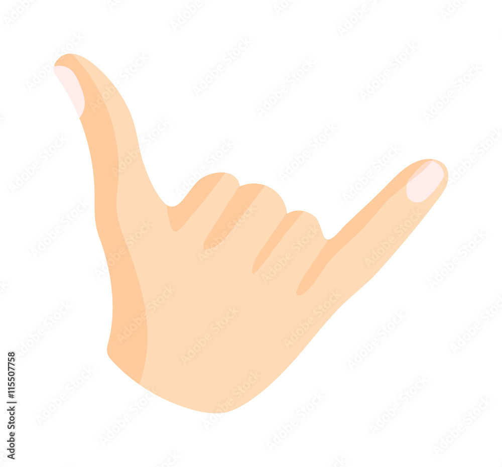 Vector surfers hand shaka sign isolated on white. Shaka sign surf icon ...