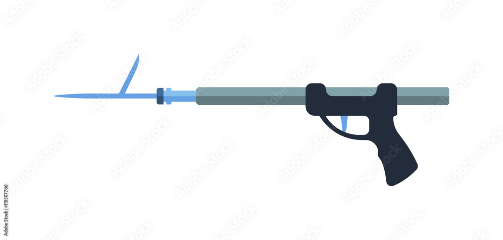 Flat design icon of fishing speargun fish gun. Vector illustration fish ...