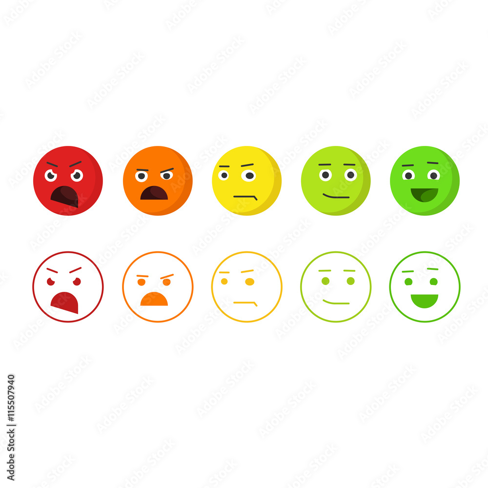 Feedback emoticons vector icons, concept of satisfaction rating emoji ...